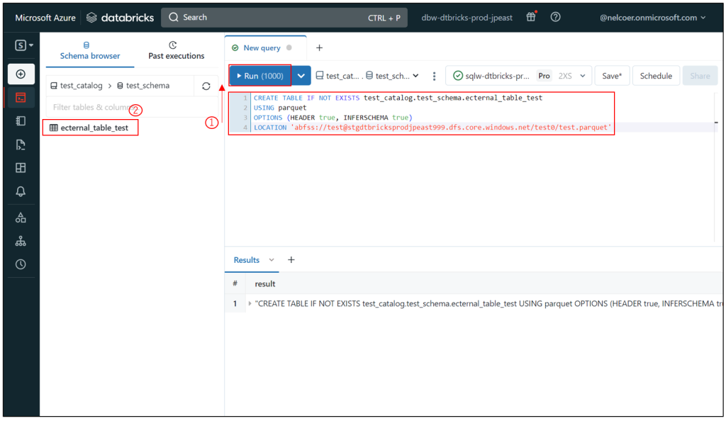 【Azure Databricks】SQL Editorで外部テーブルの作成をしてみる | Azure導入支援デスク